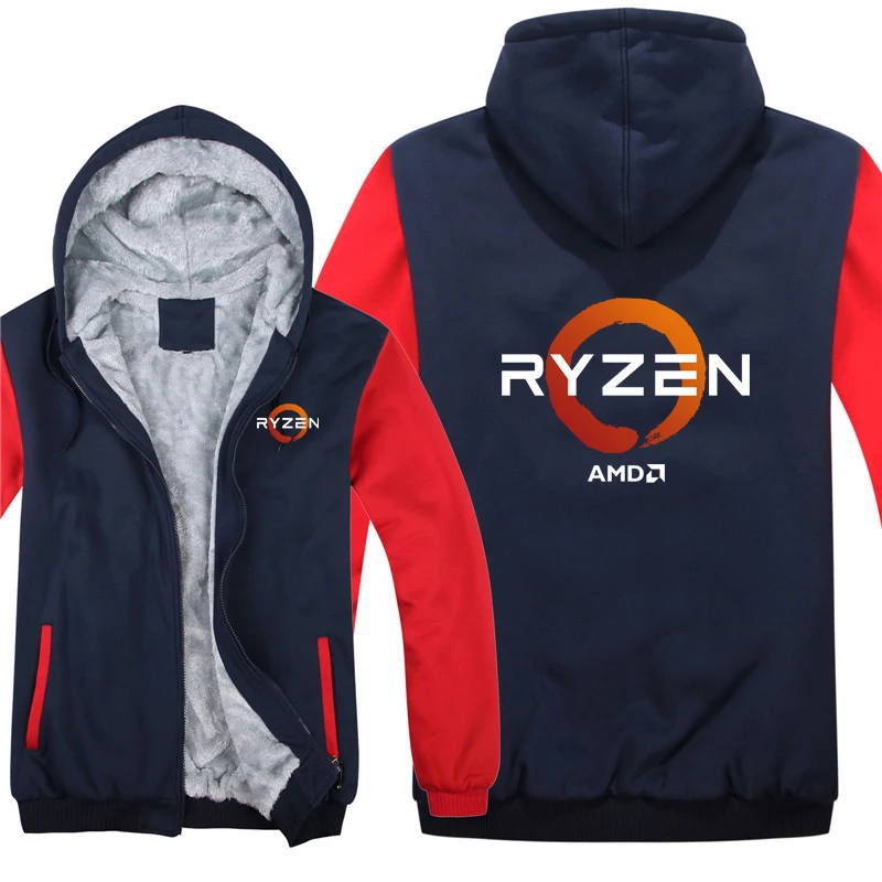 CPU AMD RYZEN Hoodies Fashion Jacket Winter Men Thick RYZEN Sweatshirts ...