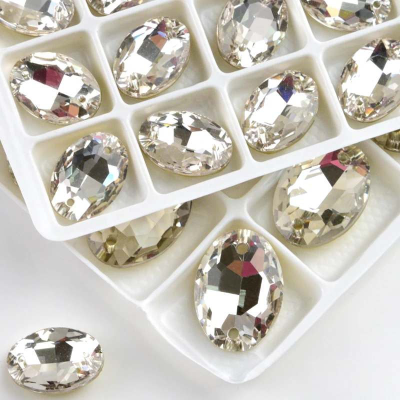 Oval-shape-crystal-Rhinestones-trim-Flat-Back-sewing-2-Hole-Stones ...