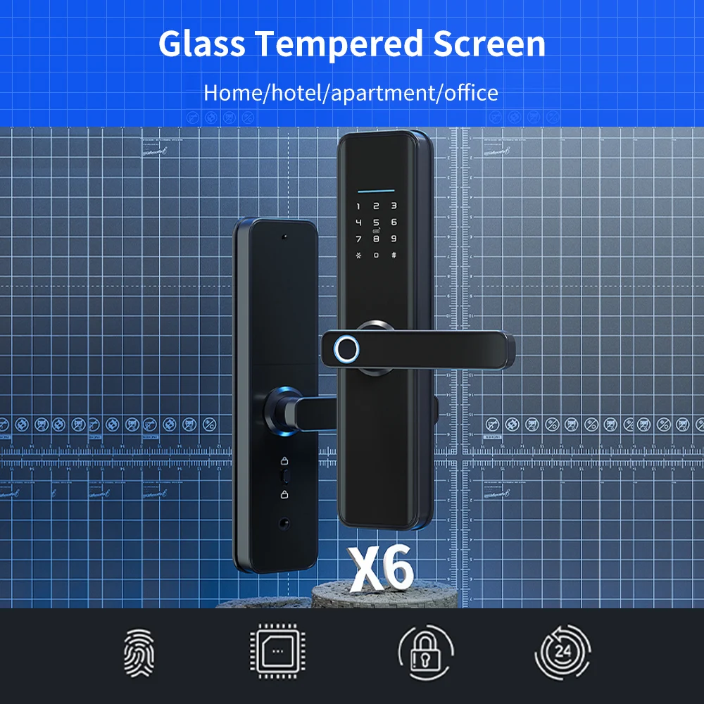 X6 Cerradura Inteligente Waterproof TUYA App Fingerprint Lock Fechadura ...