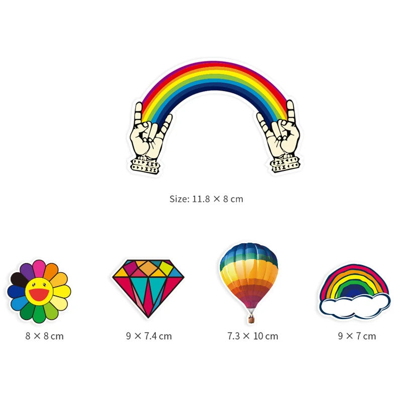 5 Pcs/Set Waterproof PVC Stickers Sets Rainbow Sunflower Funny Sticker ...