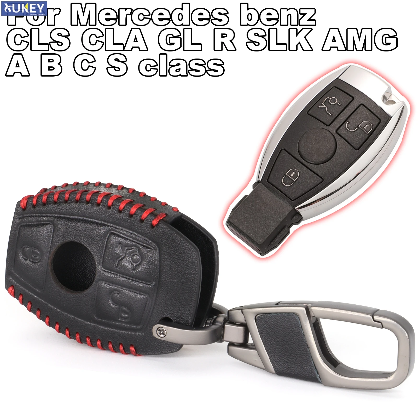 3 botões de couro caso escudo do carro chave fob capa chaveiro para ...