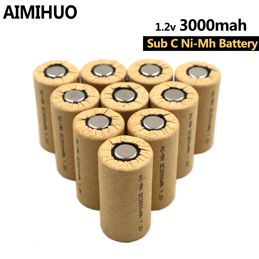 New SC Batteries 3000mAh 1.2v Sub C NiMh Rechargeable Battery for DIY Bosch Makita Screwdriver ...