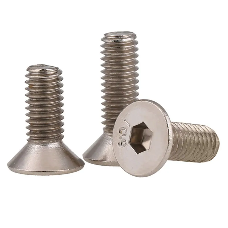 M3 M4 M5 M6 M8 10.9 니켈 도금 접시 머리 육각 나사, 플랫 헤드 육각 소켓 나사 볼트 육각 머리 나사 볼트|나사 ...