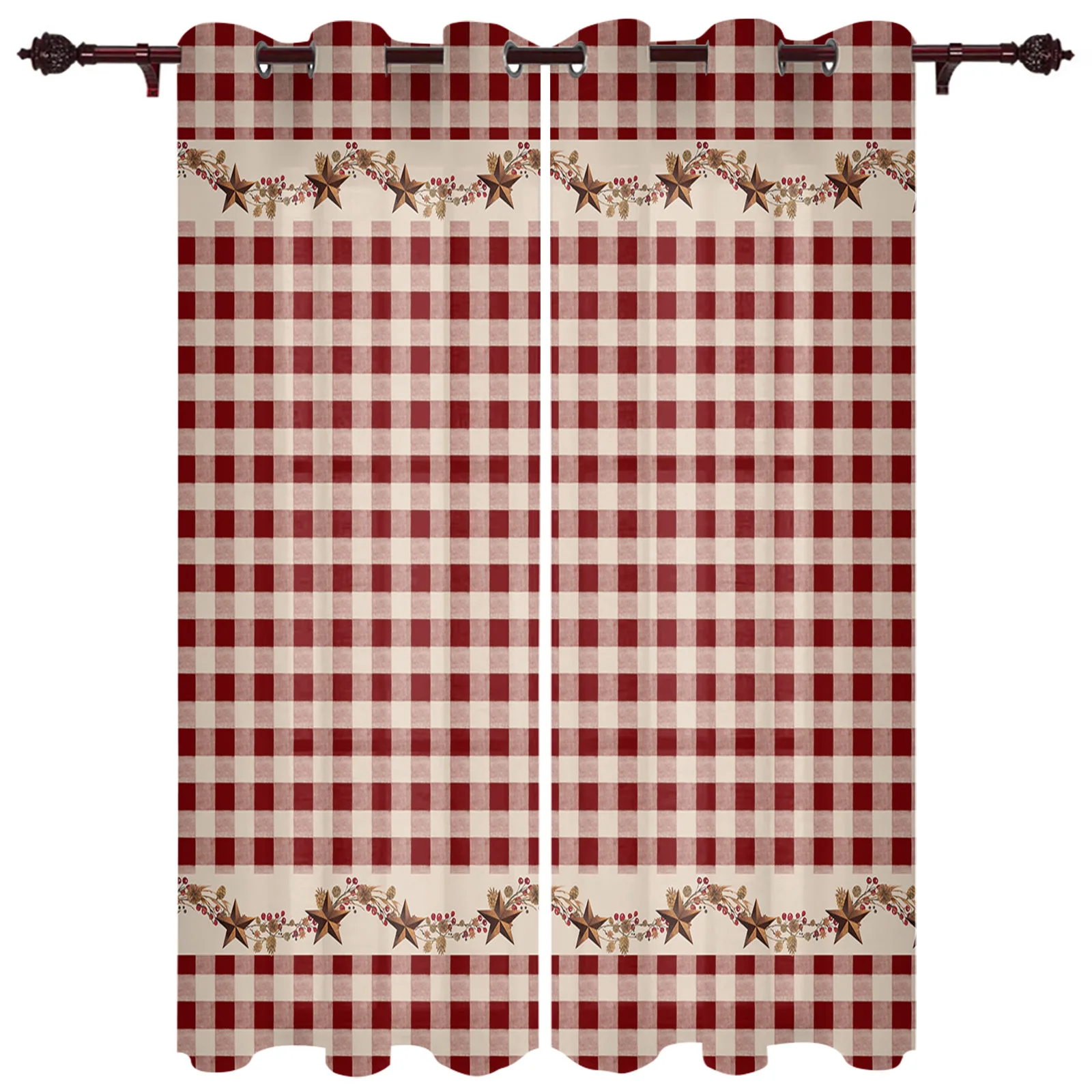 Country-Style-Retro-Red-Plaid-Modern-Curtains-for-Living-Room-Luxury ...