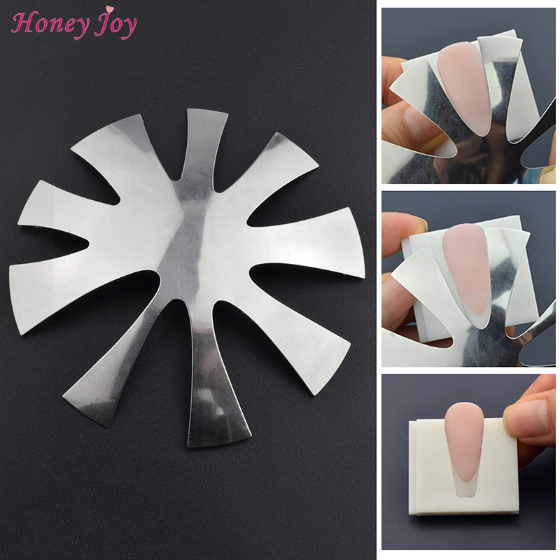 Pro 9 Sizes Easy French Smile Cut V Line Almond Shape Tips Manicure ...