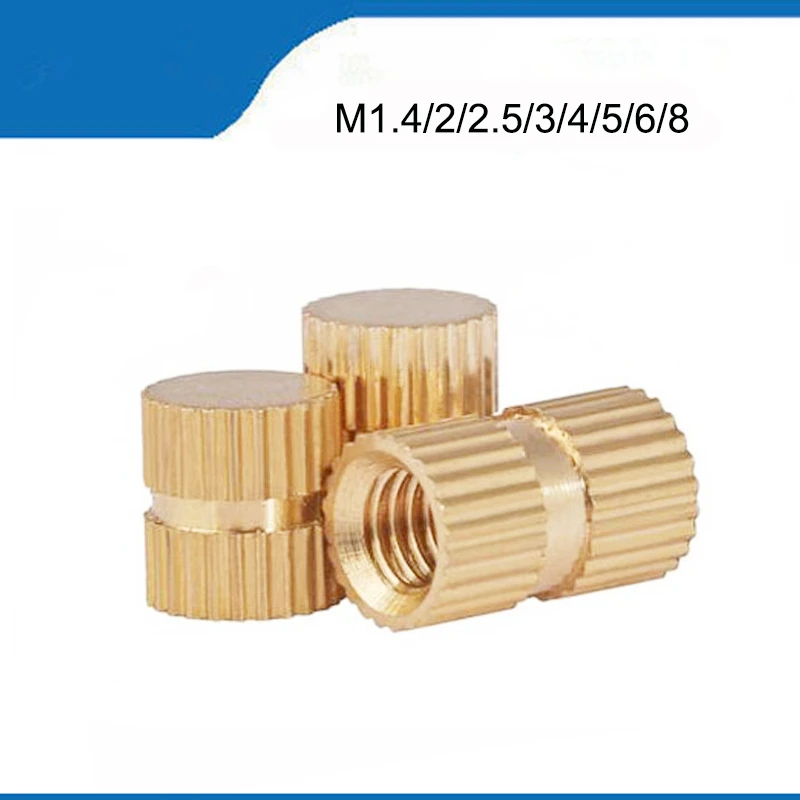 100pcs/50pcs/20pcs m1.4 M2 M2.5 M3 M4 M5 M6 M8 Braas insert nut Injection Molding Brass Knurled ...