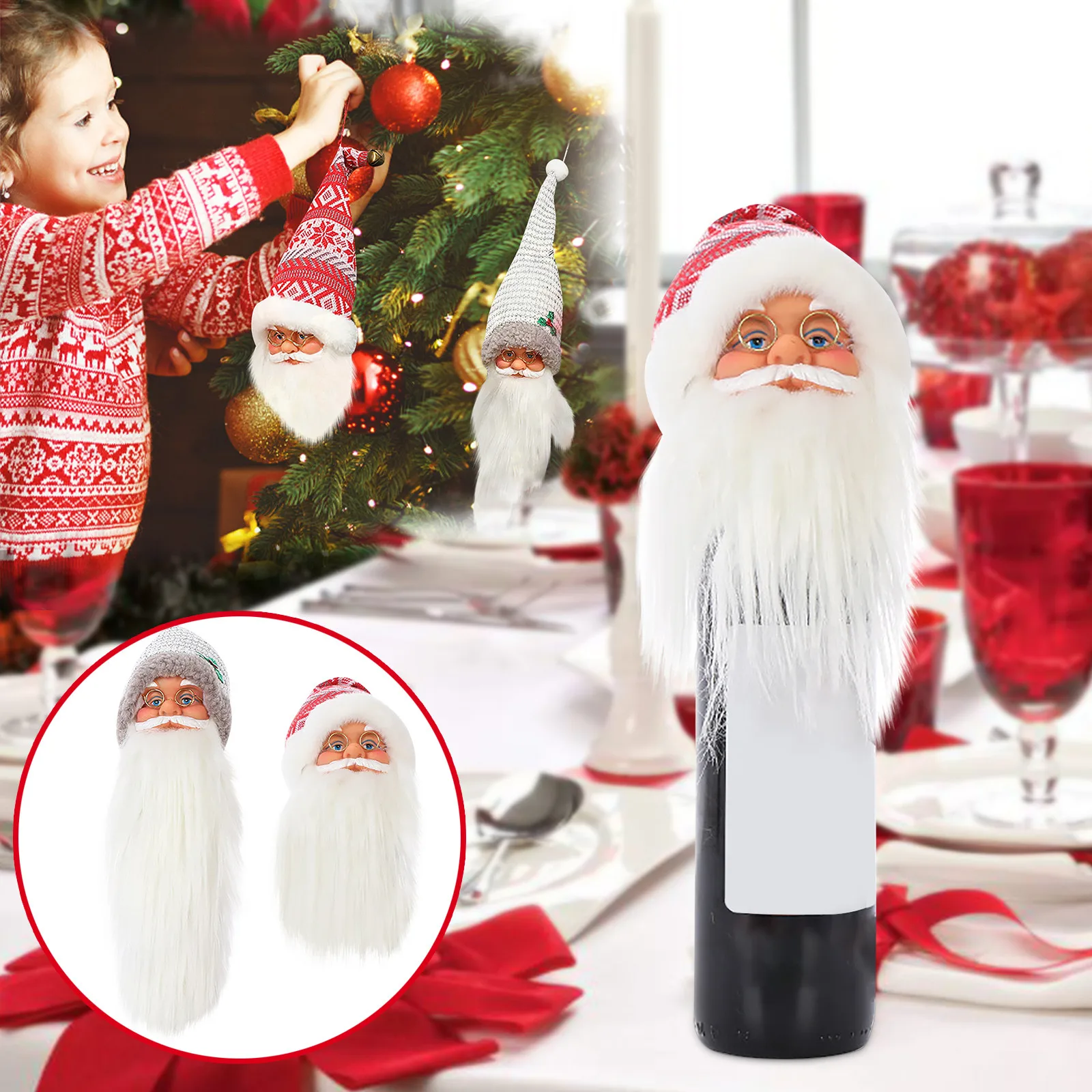 Tree Ornament Santa Claus Head | Santa Head Pendant | Santa Claus 2023 ...
