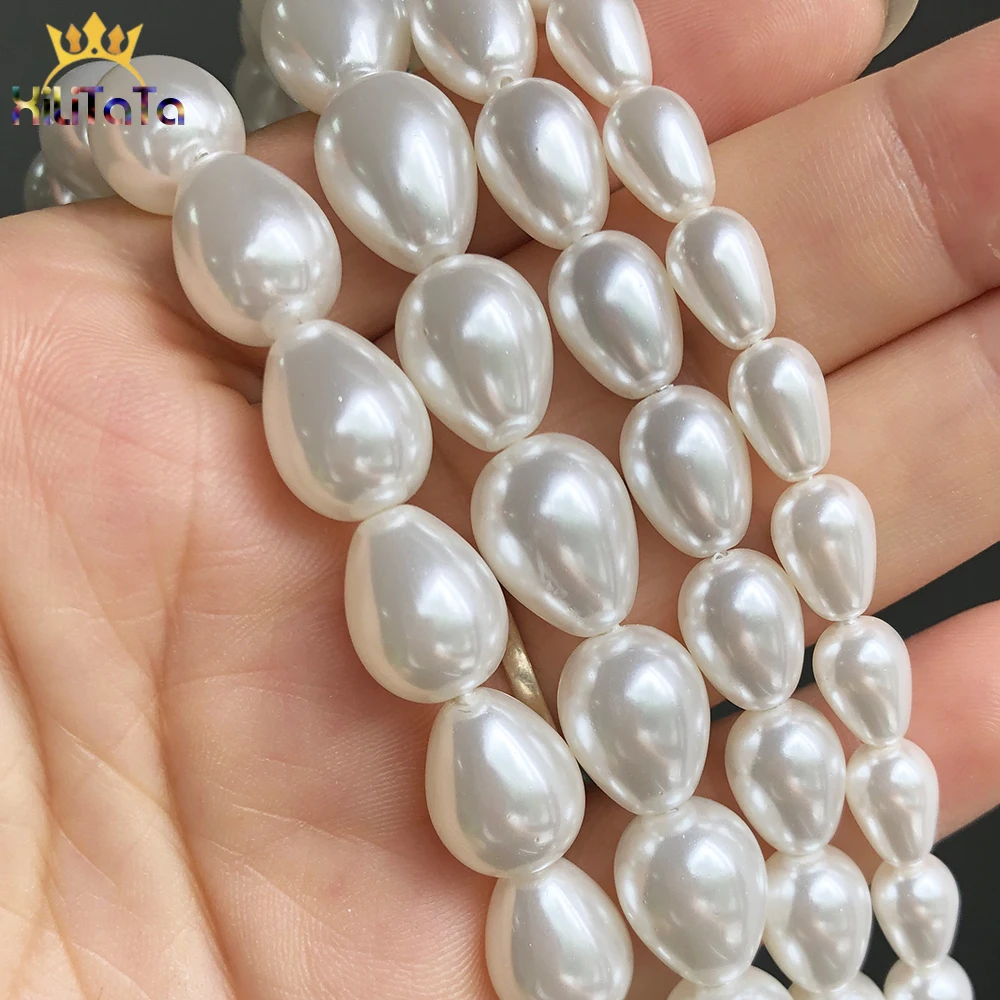Natural-Water-Drop-Beads-White-Shell-Pearls-Loose-Spacer-Bead-For-DIY ...