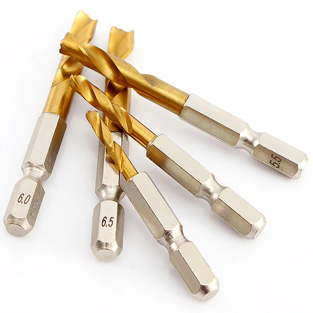 1Pcs 1.5 - 13mm HSS Titanium Coated Twist Drill Bits 1/4'' Hex Shank ...