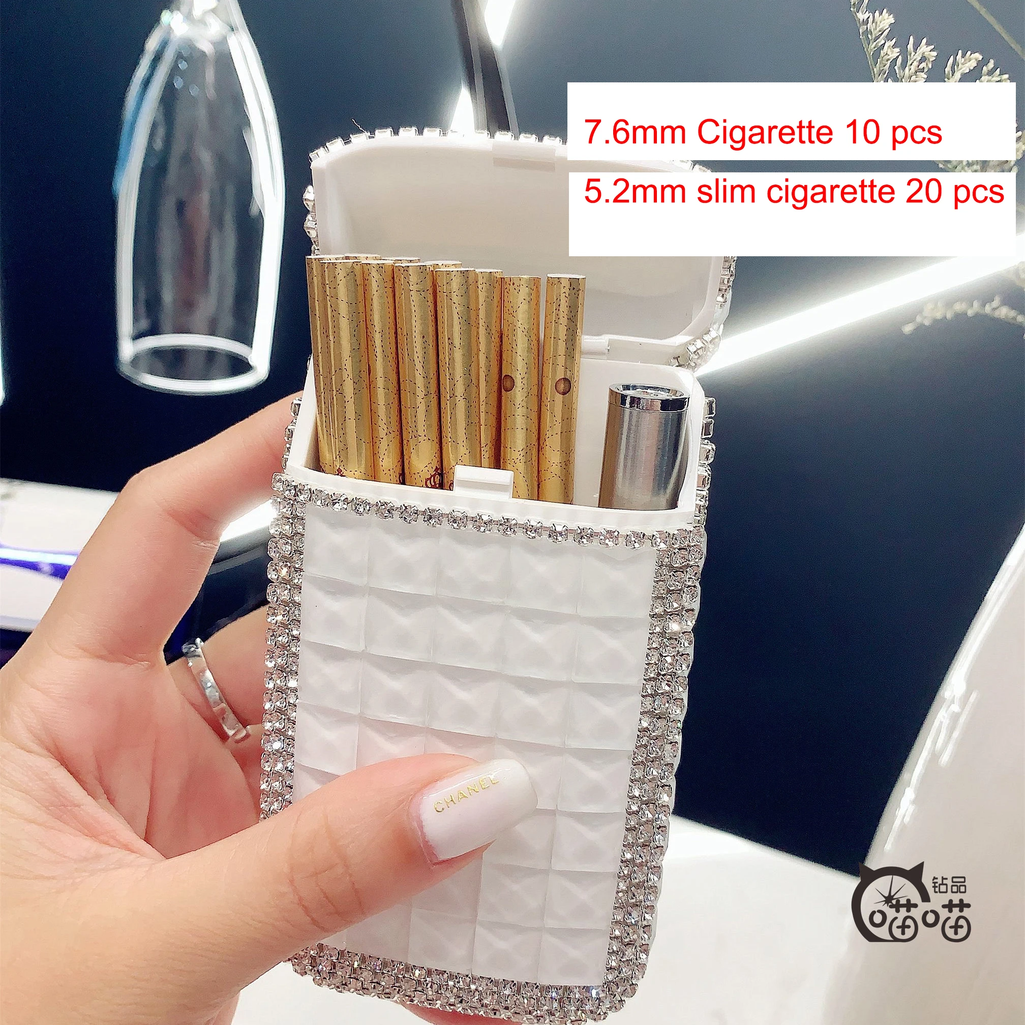 Luxury Diamond Plastic Cigarette Case Box With Usb Lighter Rechargeable ...