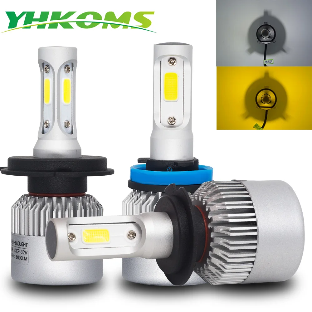 YHKOMS H4 H7 LED H8 H11 H1 H3 9005 9006 880 881 H27 3000K 4300K 6500K 8000K Car Headlight LED ...