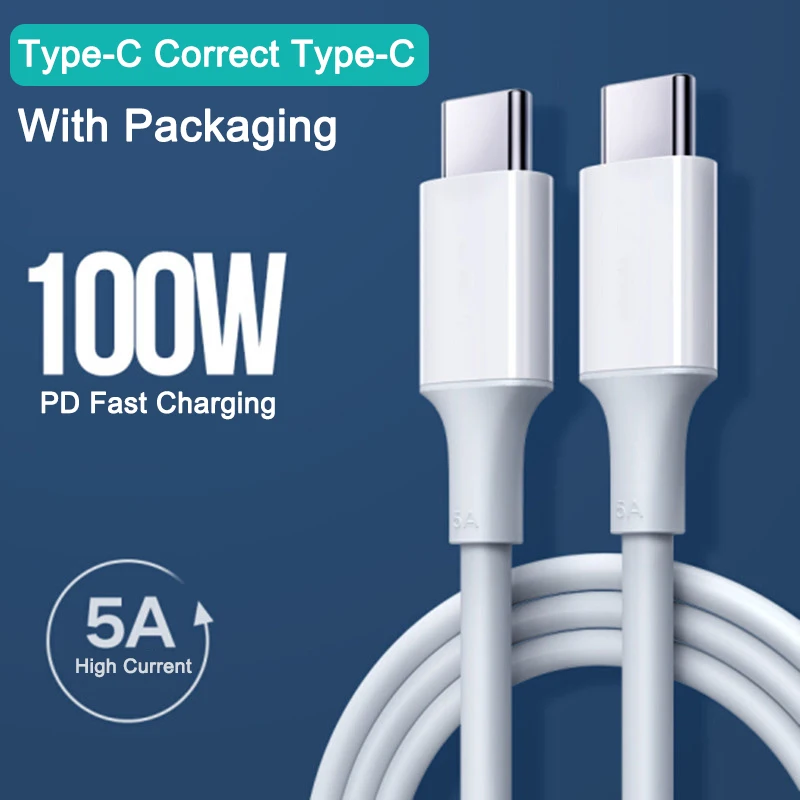 PD 5A 100W USB C to USB Type-C Cable QC3.0 Fast Charge Data Line Cable ...