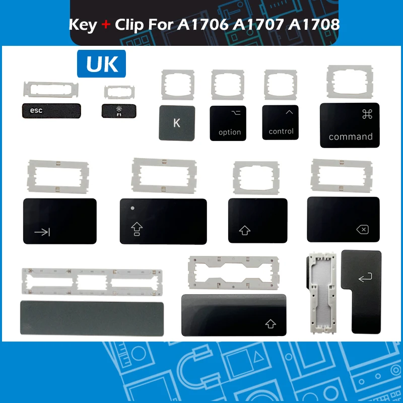 New-UK-A1706-A1707-A1708-Keys-Keycaps-Clips-Hinges-For-Macbook-Pro ...