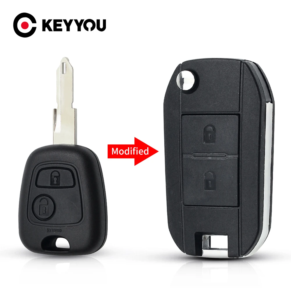 KEYYOU-Modified-Flip-Folding-Car-Key-Fob-Shell-For-Peugeot-206-207-For ...