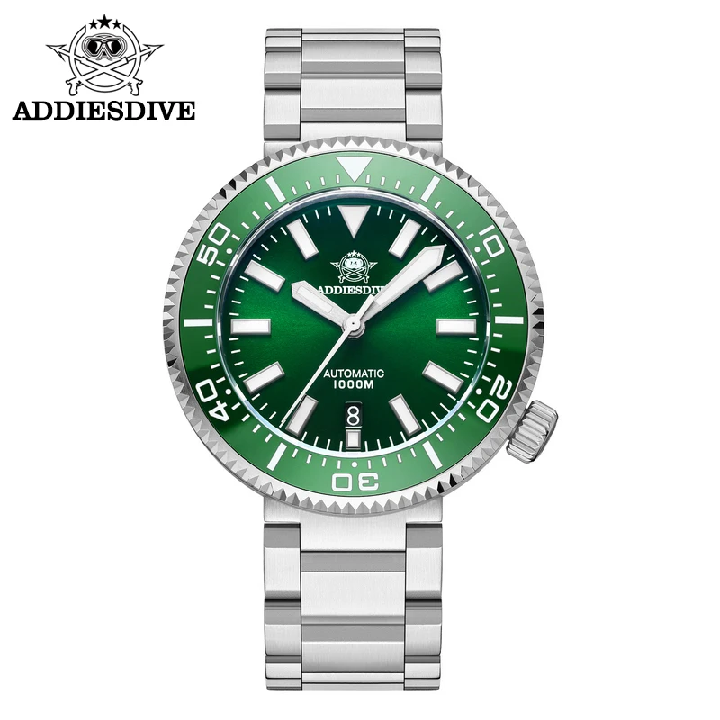 Addies Dive Men's Luxury Mechanical Watch Green Dial 1000m Diver ...