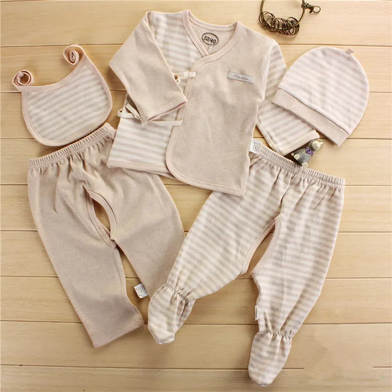 5pcs/lot Organic Baby Clothes Cotton Spring Striped Cute Comfortable ...