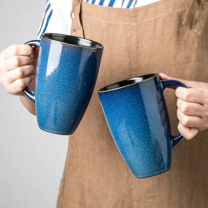 Drinkware pair of large blue mugs Home & Living etna.com.pe