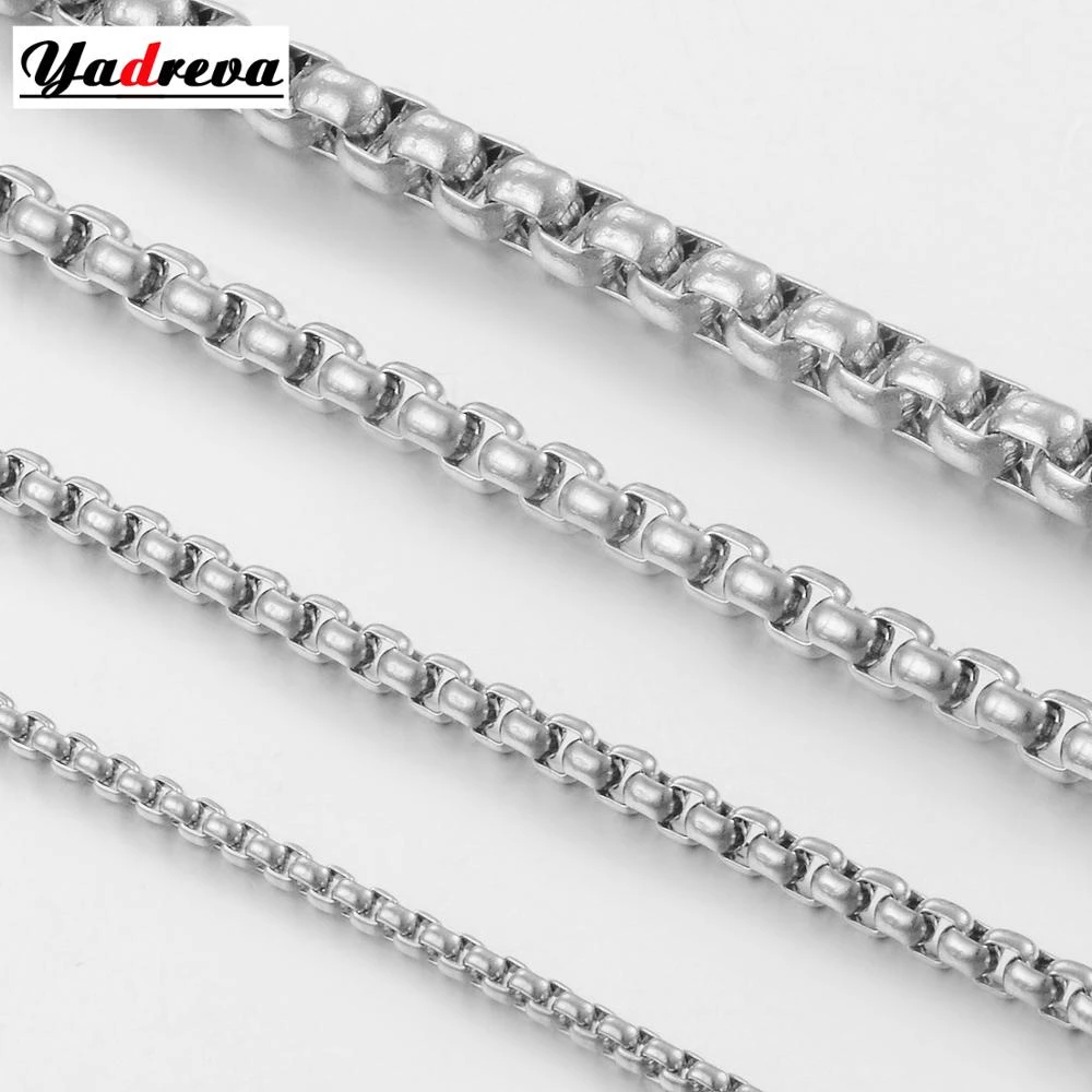 Width 2mm/3mm/ 4mm/5mm/6mm Never Fade Stainless Steel Round Box Chain ...