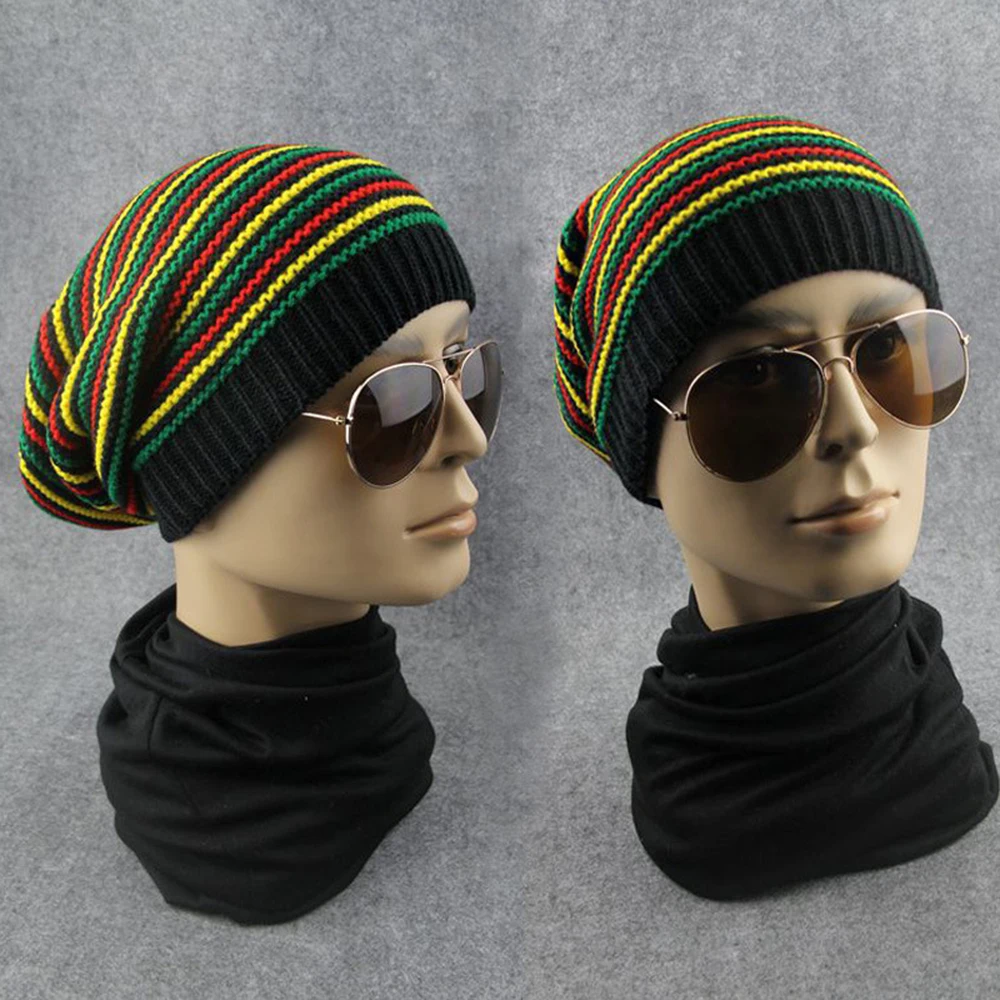 KLV-New-Stylish-Bob-Marley-Reggae-Hat-Jamaican-Pom-Slouch-Baggy-Beanie ...