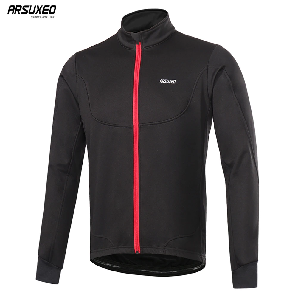 Arsuxeo Men Fleece Cycling Jacket Winter Thermal Warm Up Mtb Bike Bicycle Jacket Windproof ...