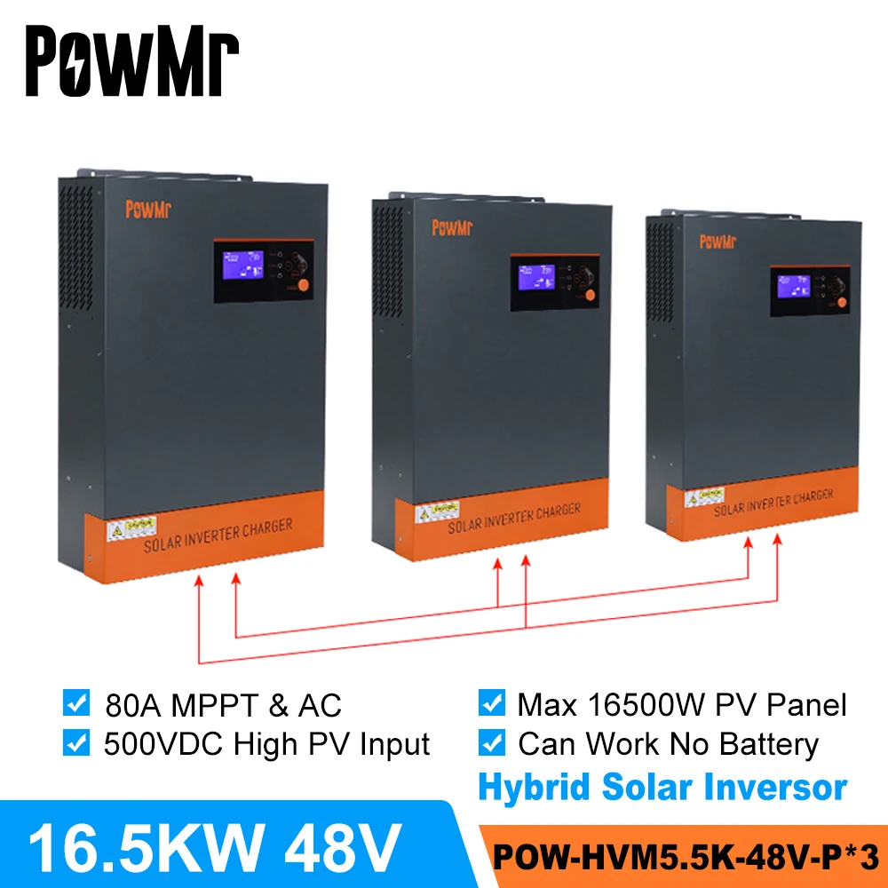 Powmr 16.5kw 220vac/380vac Dc 48v Three Phase Solar Inverter With Mppt ...