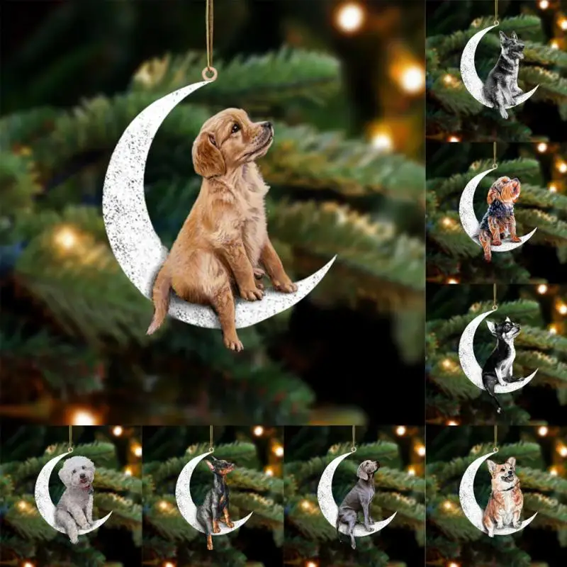 Dog Sitting On The Moon Ornament | asghedom.com