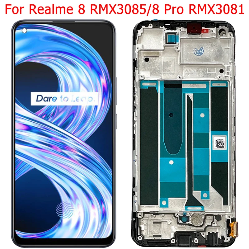 Original lcd para realme 8 pro display lcd tela com moldura 6.4 "realme ...