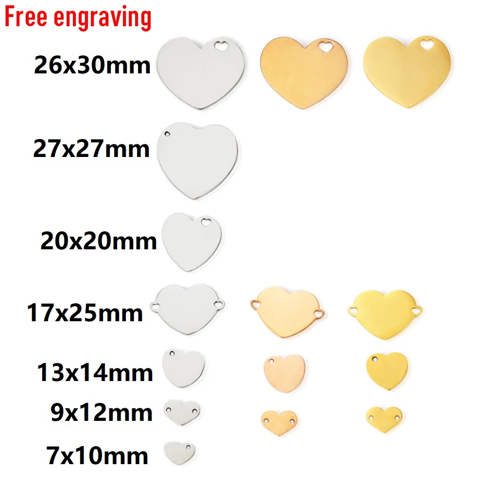 MYLONGINGCHARM 30pcs Engravable Heart Charms Free Laser Engrave Logo ...