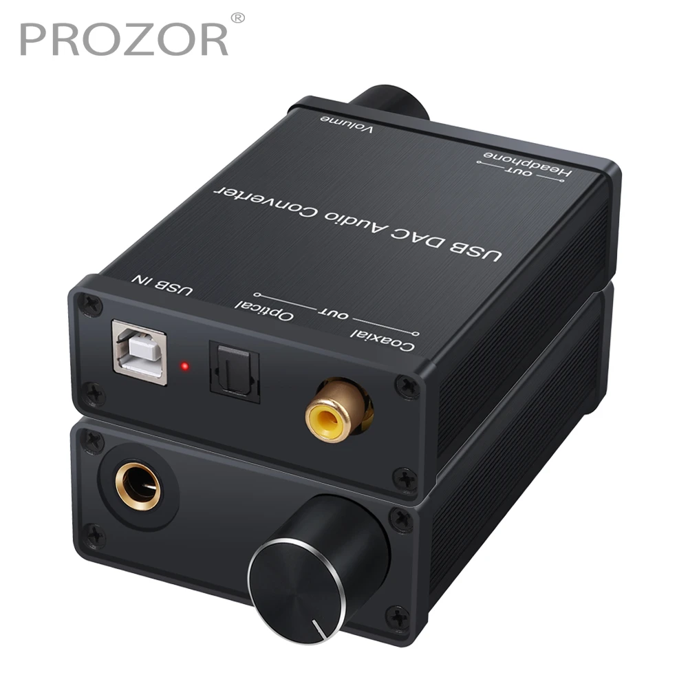 PROZOR USB DAC Audio Converter with Headphone Amplifier USB to Coaxial ...
