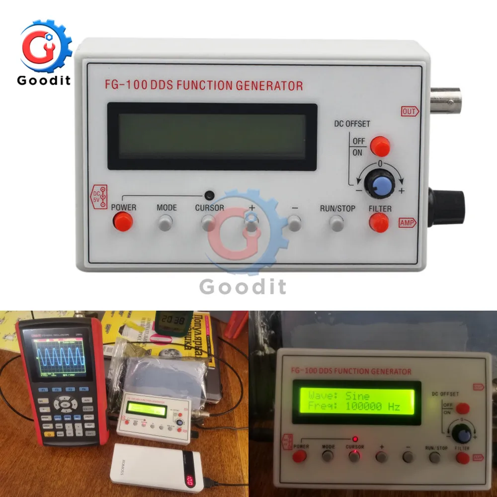 DDS 1HZ 500KHZ Functional Signal Generator Sine Triangle Square ...