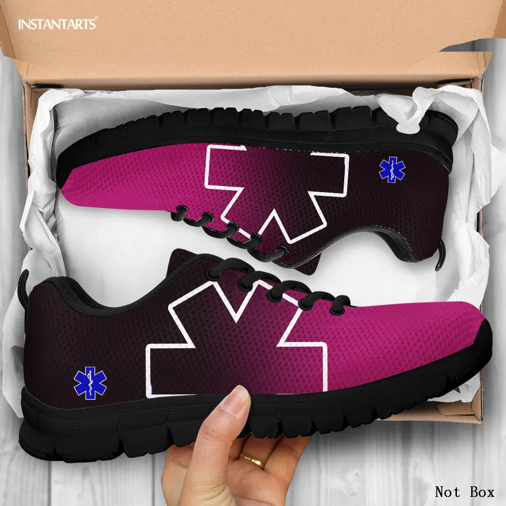 INSTANTARTS Gradient Color Women Nursing Shoes Lace Up Winter Spring ...