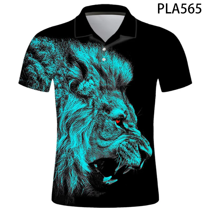 3D-Printed-Hombre-Camisas-De-Polo-Comics-Animal-Lion-Men-Polo-Shirt ...