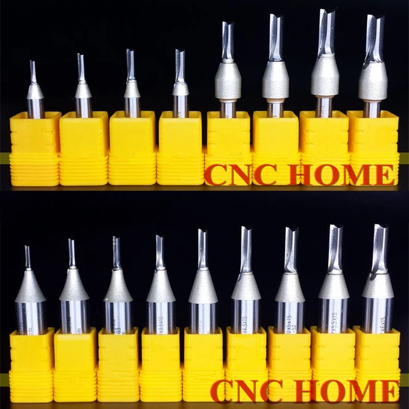 Arden 2 Flutes Tct Straight Flute Router Bits 1/4 & 1/2 Shank Carbide ...