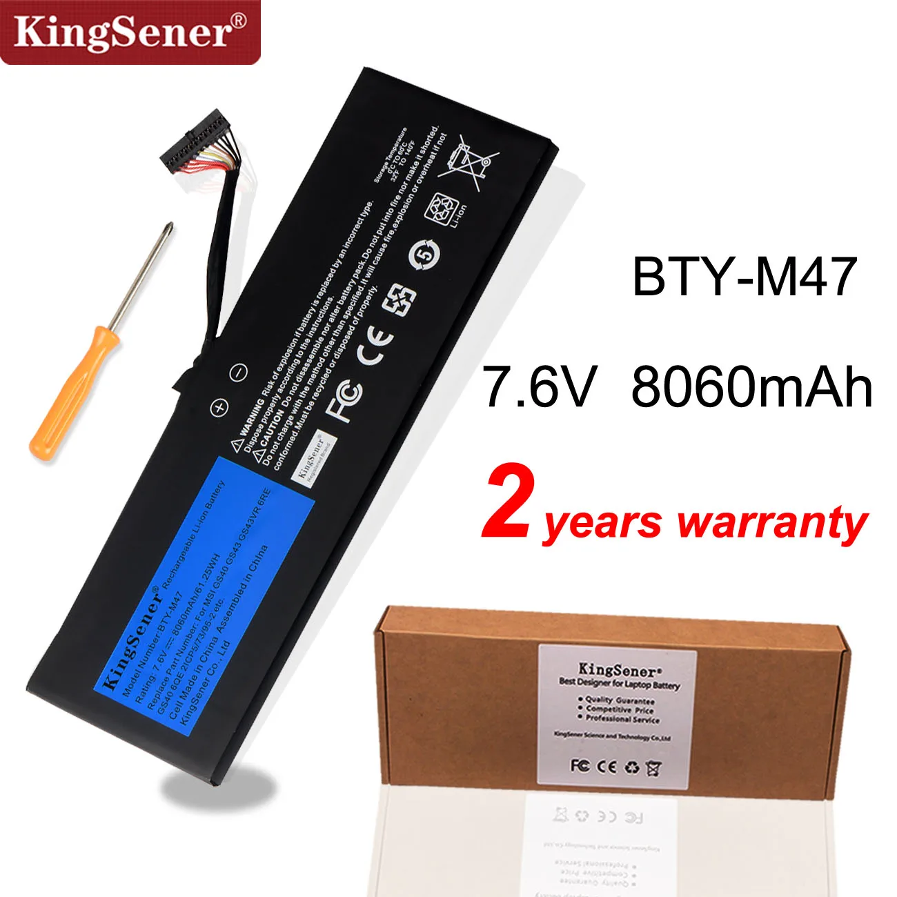 Kingsener Bty-m47 Laptop Battery For Msi Gs40 Gs43 Gs43vr 6re Gs40 6qe ...