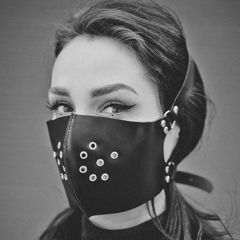 Leather-Gothic-Protective-Face-Mask-Punk-Rock-Style-Female-Mouth ...