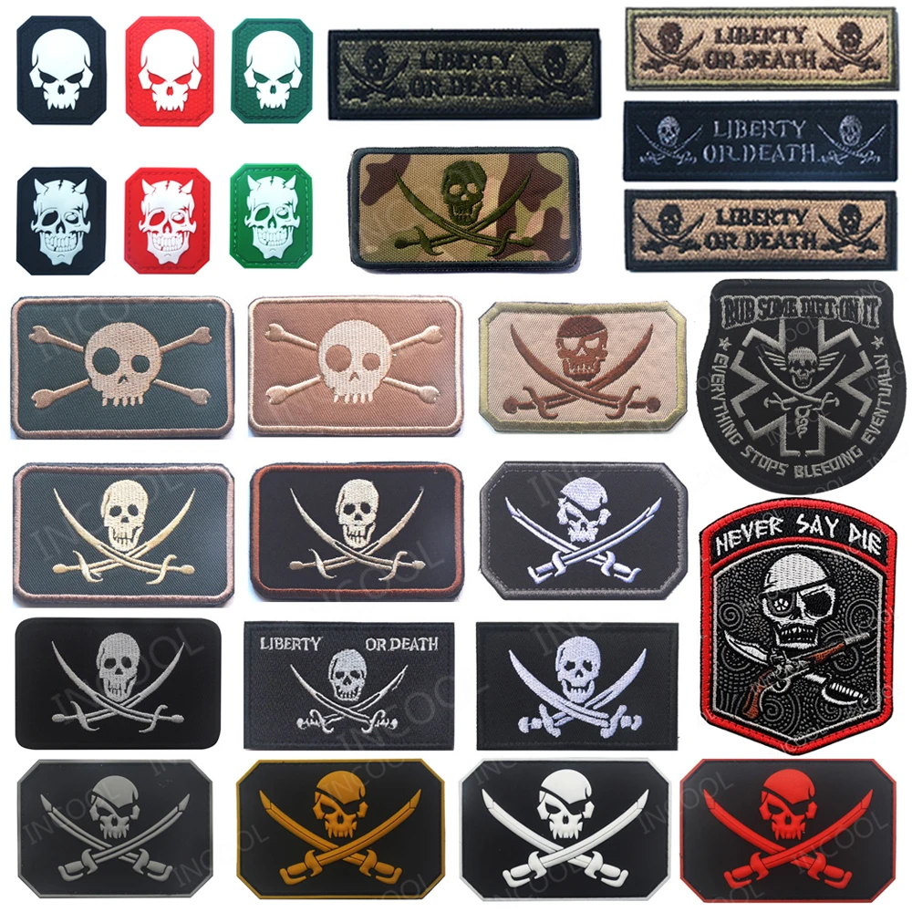 Embroidered-Patches-Skull-Swords-Patch-IR-Reflective-3D-Rubber-PVC-For ...