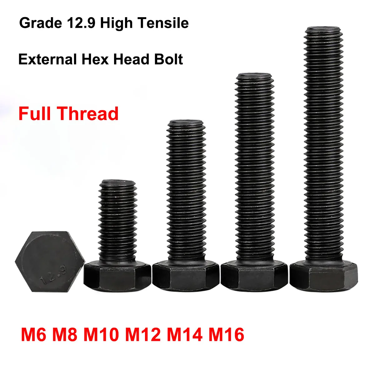 Full-Thread-Bolt-M6-M8-M10-M12-M14-M16-Metric-High-Tensile-Grade-12-9 ...