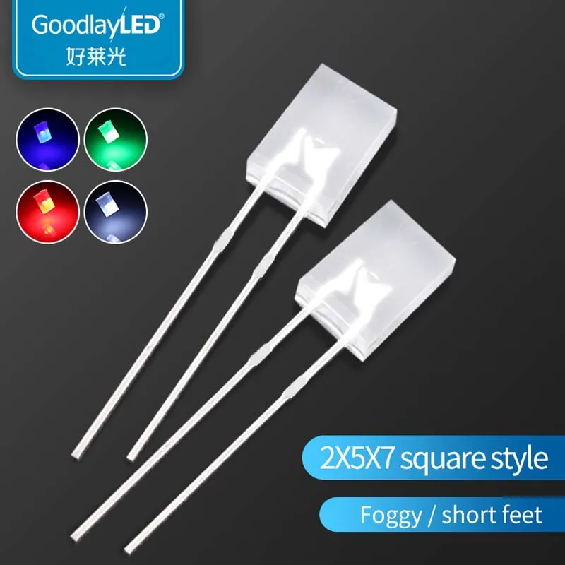 1000PCS-2x5x7mm-square-Foggy-long-leg-red-blue-yellow-green-light ...