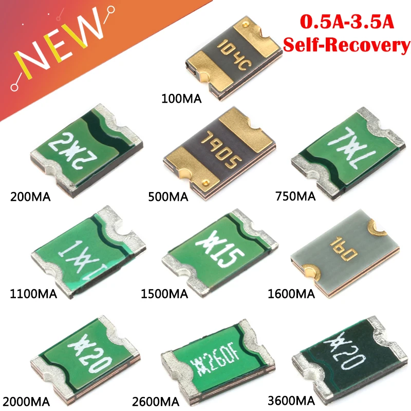 100piecs/lot 1812 Smd Resettable Fuse 0.05a 0.1a/0.2a/0.5a/0.75a/1.1a/1 ...