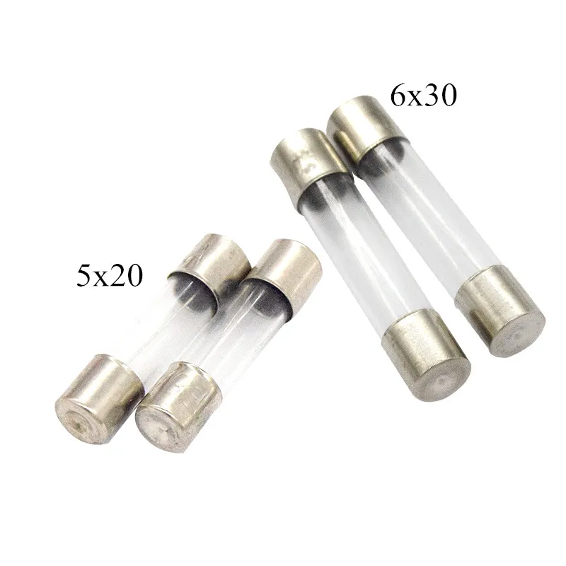 10pcs 5*20mm 6*30mm Fast Blow Glass Tube Fuses 5x20 6x30 mm 250V 0.5 1 ...