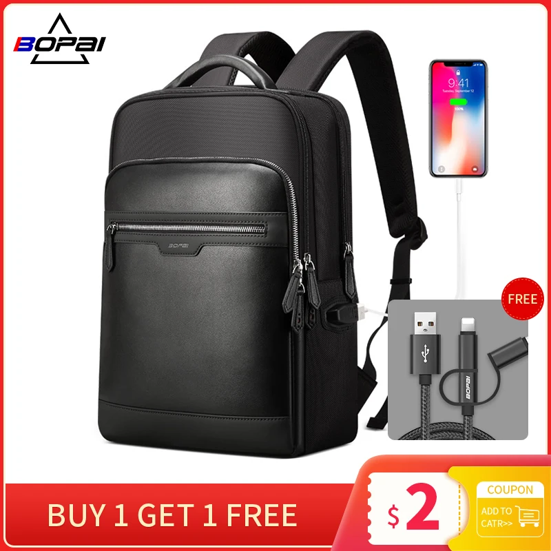 BOPAI Hidden Anti Theft Zipper Backpack for Men Business Backpack ...