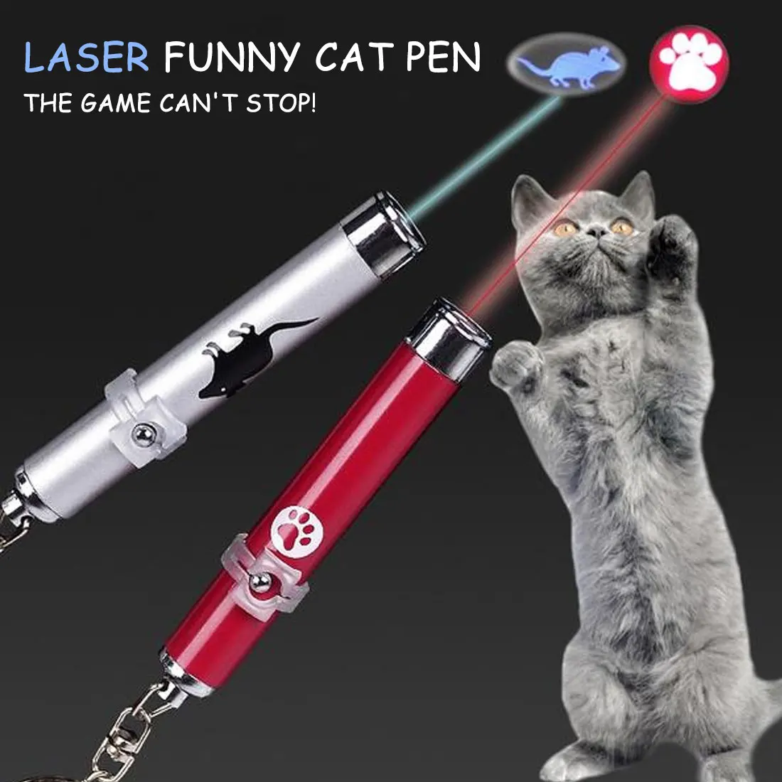 Puntero láser para gatos y gatitos, bolígrafo de luz con animación brillante, juguete ...