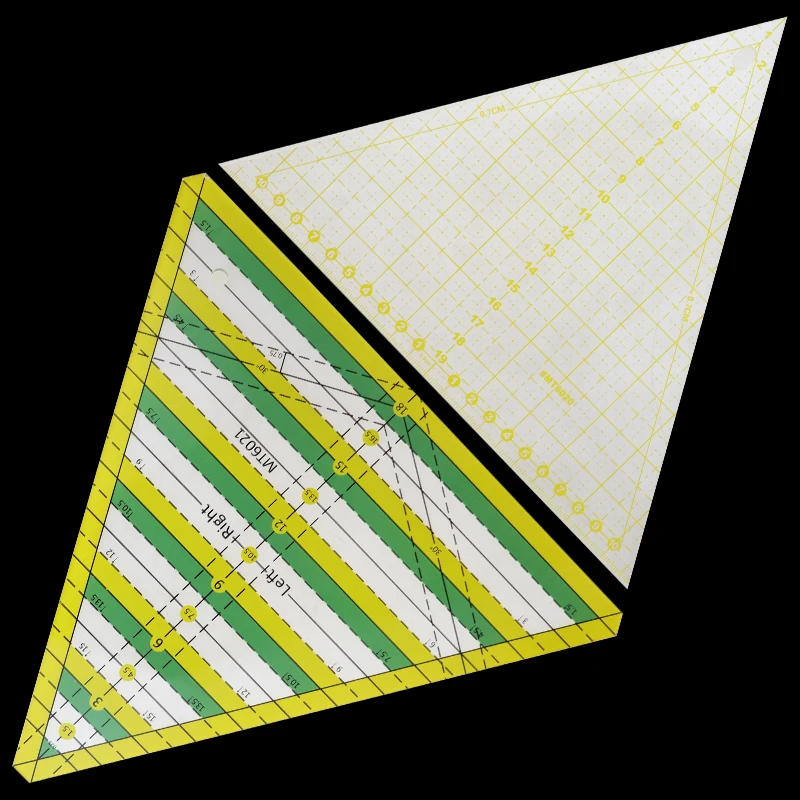 1-Pc-Acrylic-two-color-hexagon-patchwork-ruler-Acrylic-yellow-triangle ...