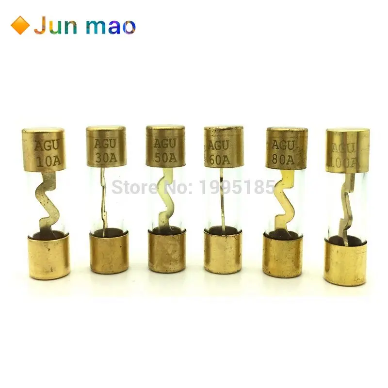 5Pcs 10*38MM Gold Plated Glass AGU Fuse Fuses Pack Car Audio Amp ...