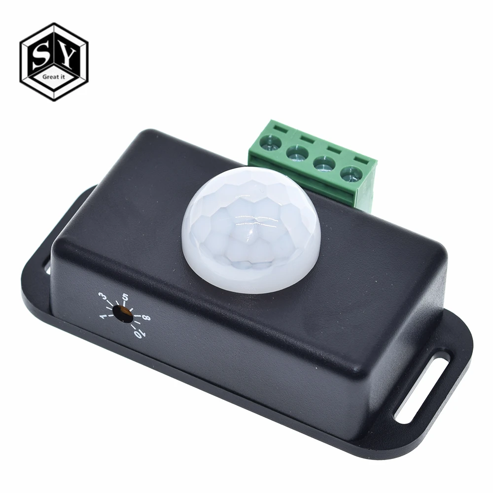 1PCS DC 12V 24V 8A Automatic Adjust PIR Motion Sensor Switch IR Infrared Detector Light Switch ...