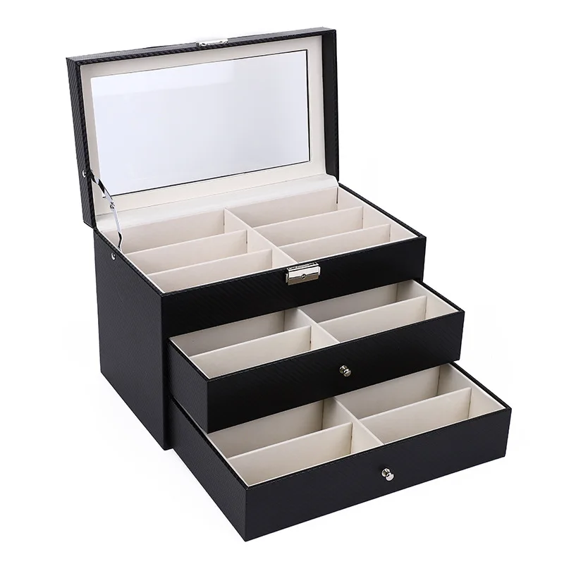 Large Capacity Sunglasses Storage Box Three layer 18 Digit Glasses ...