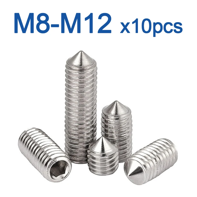 10pcs-lot-Hex-hexagon-socket-set-screw-cone-point-grub-screw-M8-M10-M12 ...
