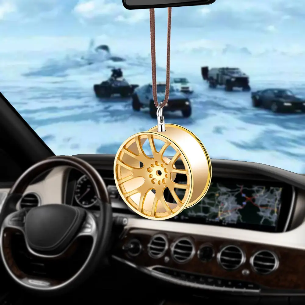Car Ornament Pendant Metal Wheel Hub Flywheel Hanging Auto Interior Hip ...
