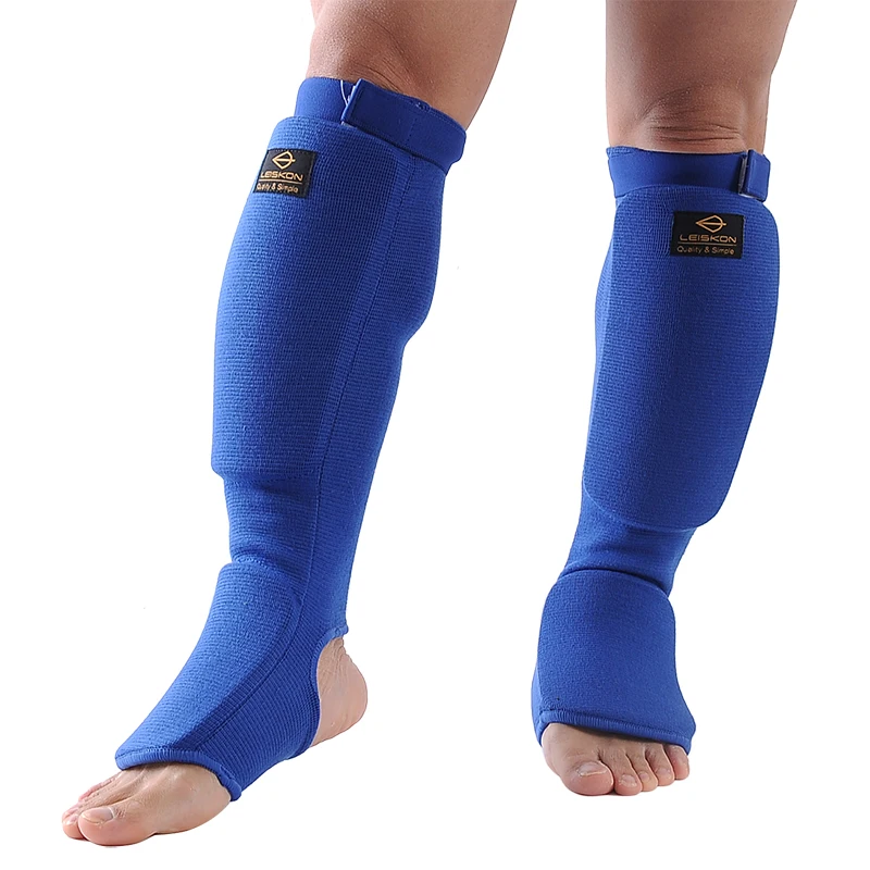 Blue-Cotton-Boxing-Shin-Guards-MMA-Instep-Ankle-Protector-Foot ...