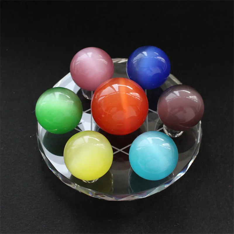 Feng Shui Seven Star Array Natural Color Crystal Ball + Plate Base ...